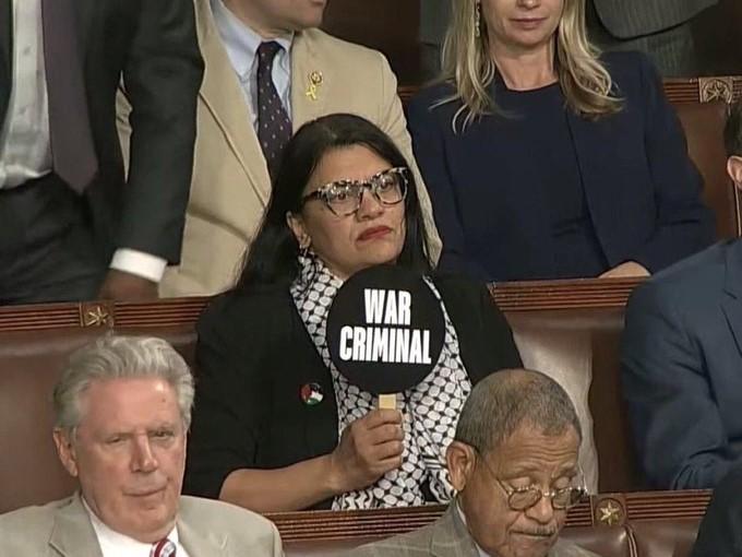 "Guilty Of Genocide": Rashida Tlaib Holds Up Sign Against Netanyahu ...