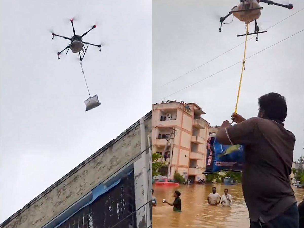 Video: Andhra Floods: Drones Deployed For Relief Works | TimelineDaily