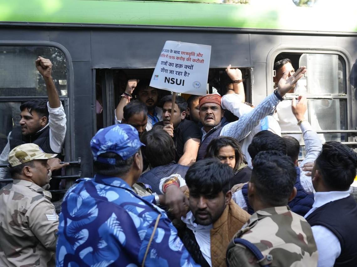 NSUI President And Workers Detained Amid Protest March To Parliament ...